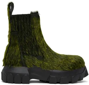 Rick Owens Green Beatle Bozo Tractor Boots In 529 Acid Melange/Bla